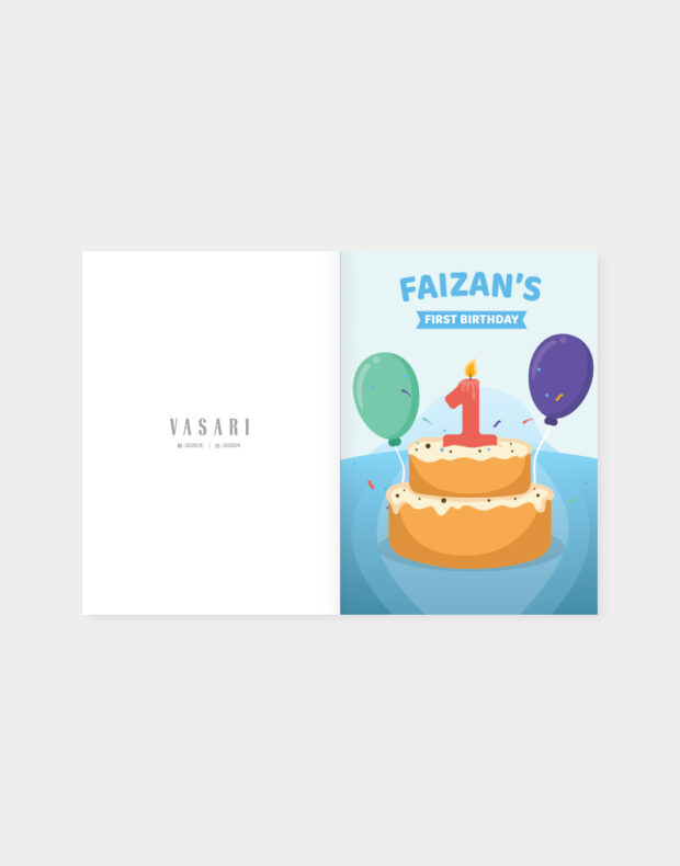 First Birthday Invitation Card Balloon Cake Design – Vasari